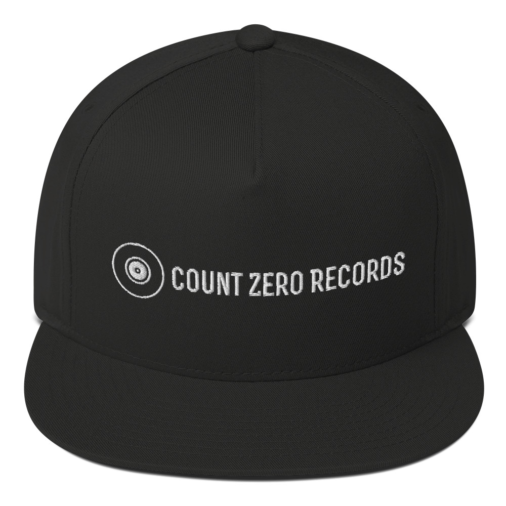 Count Zero Records Official Logo Flat Bill Cap (Premium Embroidery) - Count Zero Records